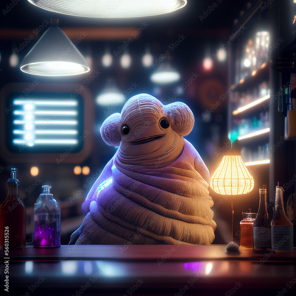 Female alien in a bar in space, generative ai Stock Illustration ...