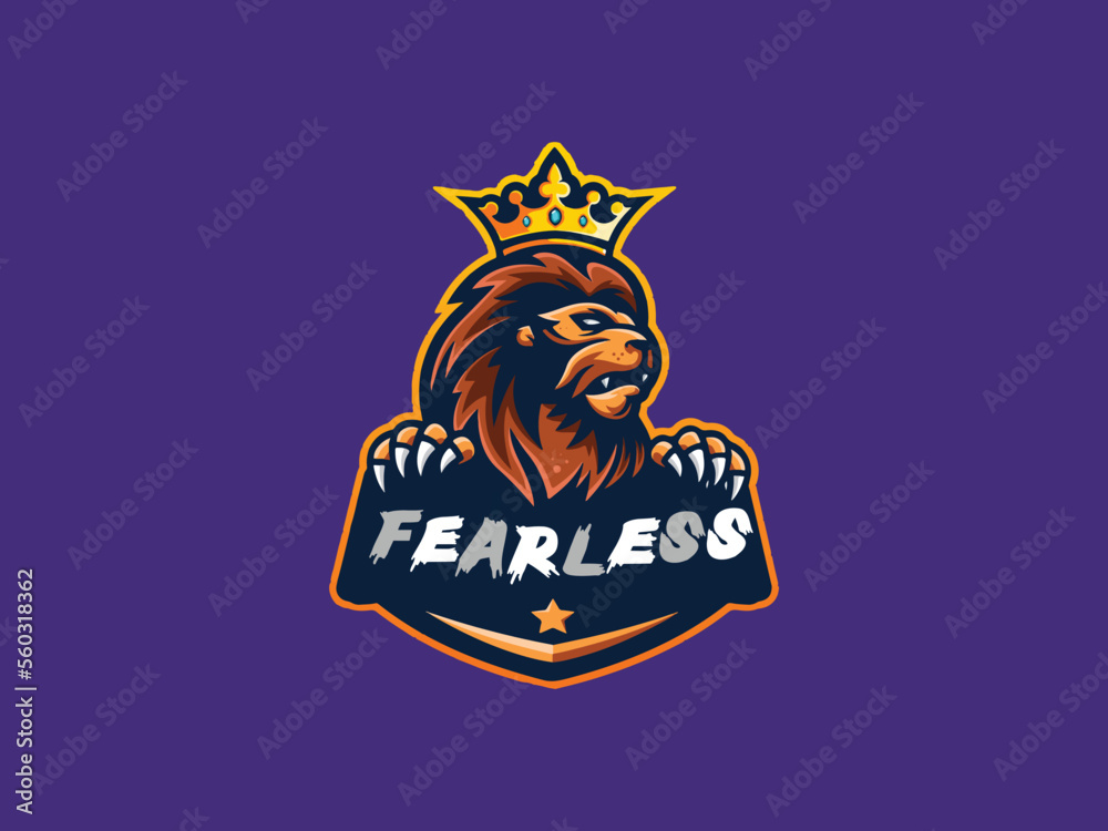 Angry Crowned Lion Logo Stock Vector | Adobe Stock