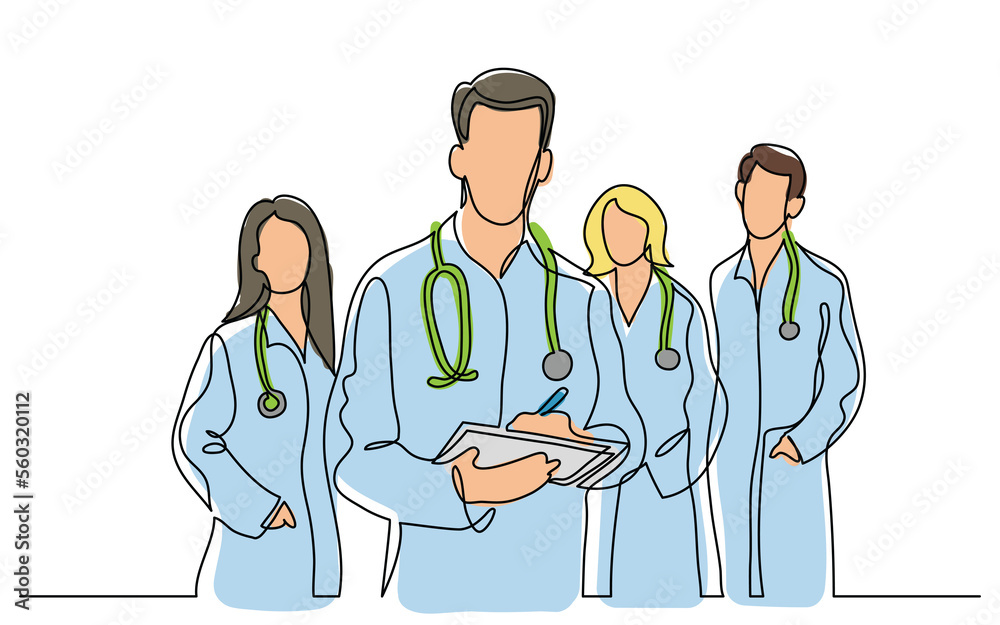 continuous line drawing doctors team - PNG image with transparent ...