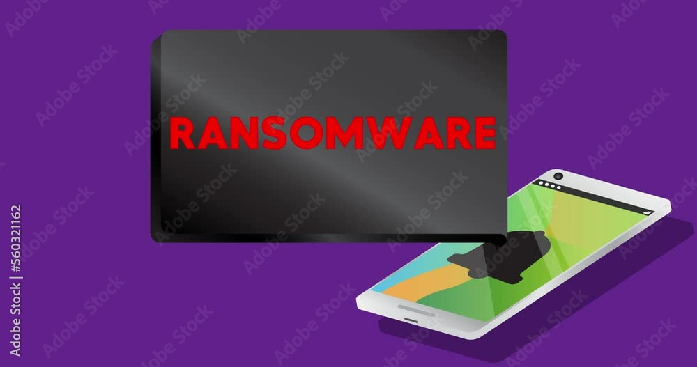Ransomware Text On Notification Bubble From Portable Information Device Screen Mobile App