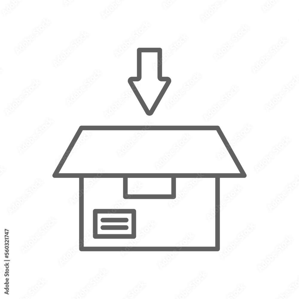 Packing delivery service icon with black outline style. Shipping sign ...