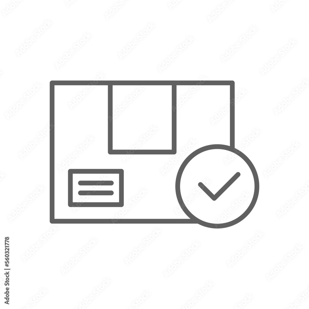 Verification delivery service icon with black outline style. Shipping ...