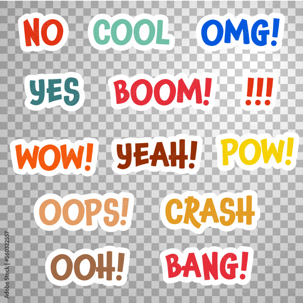 Set simple sound speech isolated vector stickers on transparent ...