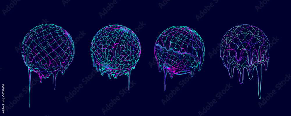 abstract circle glitch with liquid atom ray, Retro futurism synthwave ...