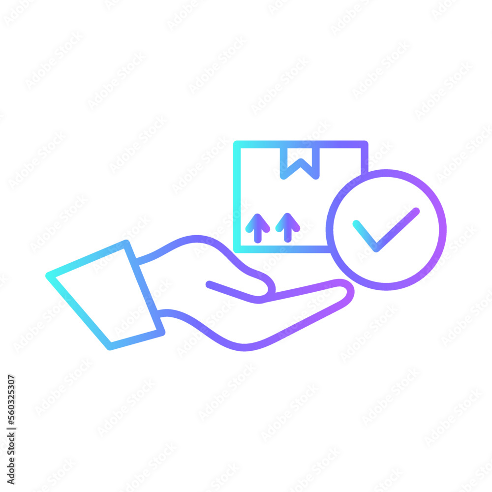 Inspection done delivery service icons with purple blue outline style ...