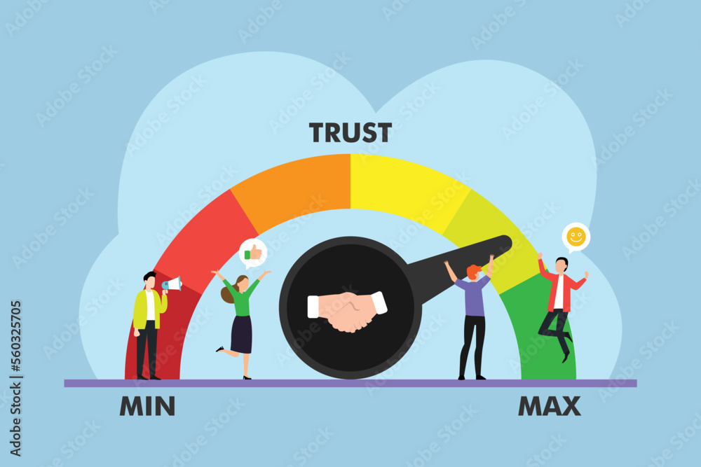 Business people with Trust Level 2d vector illustration concept for ...