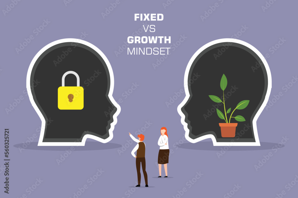 Fixed Vs Growth Mindset 2d vector illustration concept for banner ...