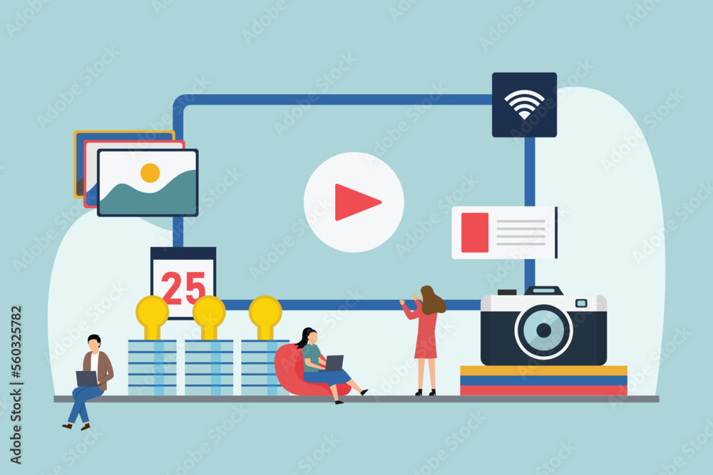 Live streaming 2d vector illustration concept for banner, website ...