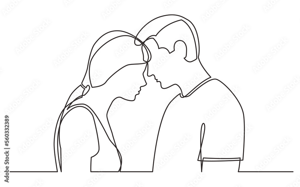 continuous line drawing couple standing together - PNG image with ...