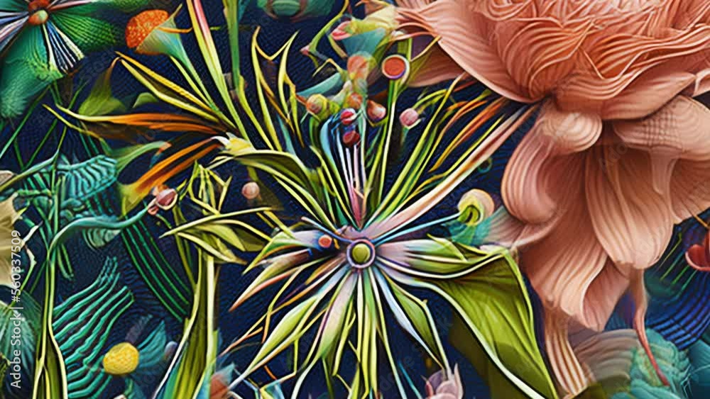 Generative ai motion animation of surreal painting of flowers. Digital ...