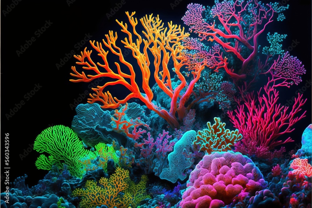 a colorful coral reef with many different colored corals and corals on ...