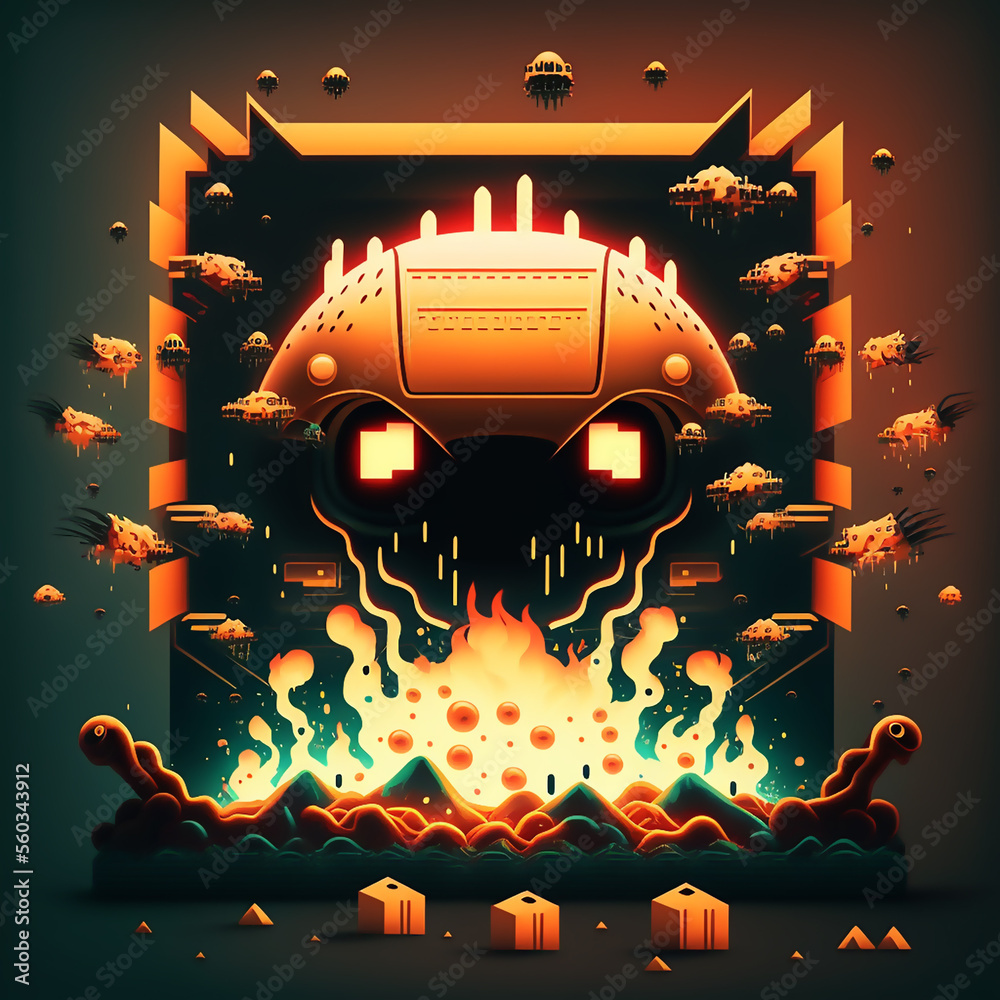 Photo & Art Print Modern design of a retro space invader game for a ...