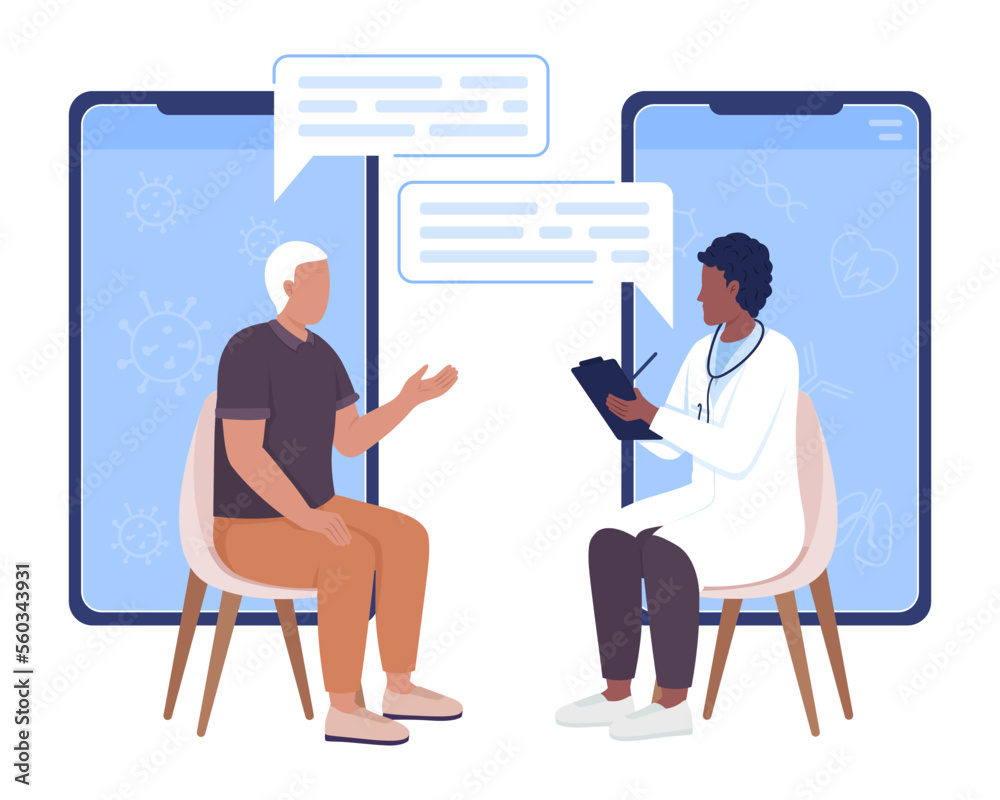 E-meeting with male doctor flat concept vector illustration. Visit ...