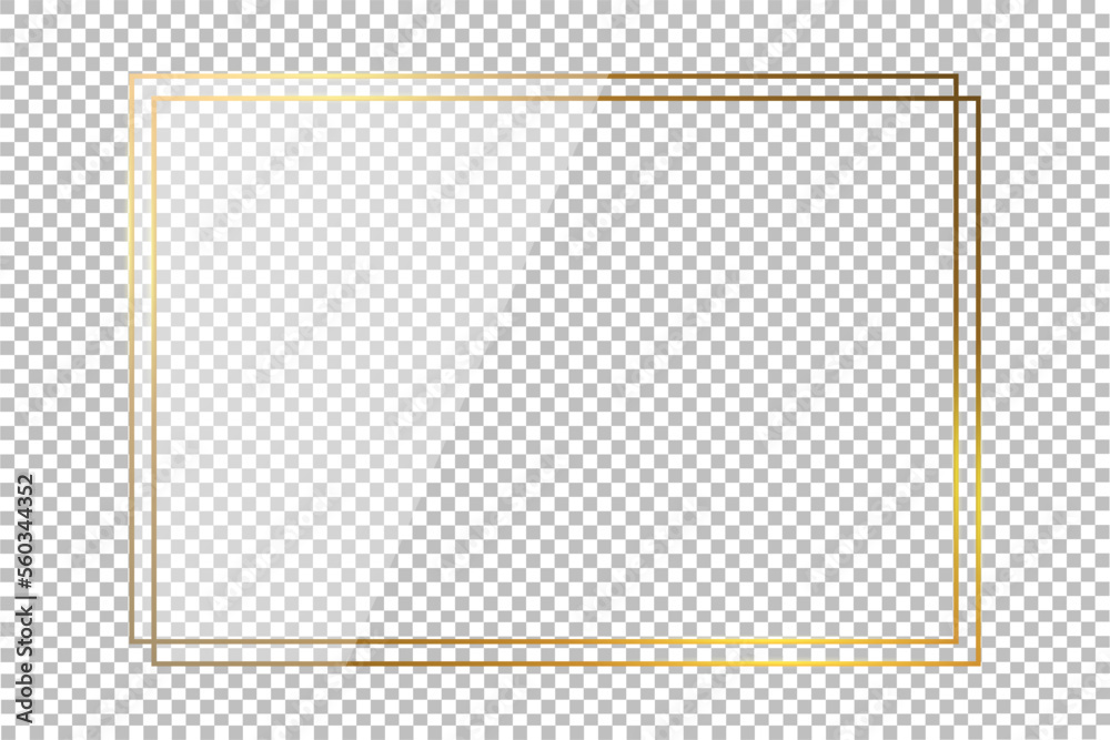 Luxury gold border isolated on transparent background. Glowing gradient ...