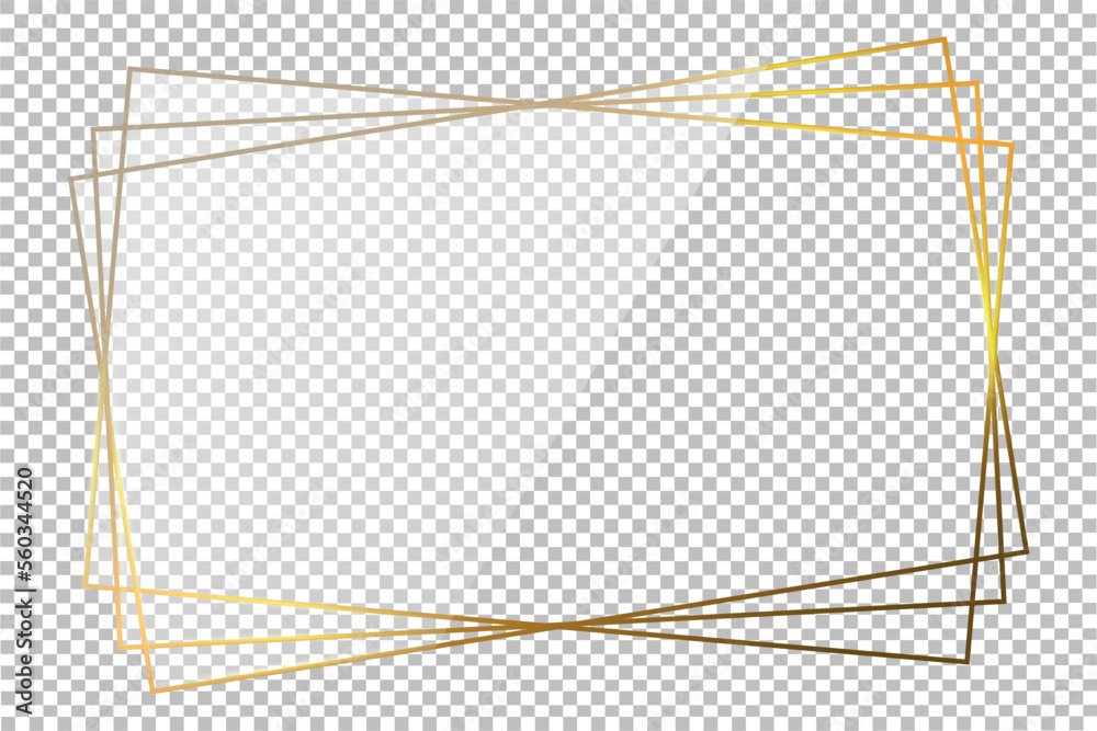 Luxury gold border isolated on transparent background. Glowing gradient ...