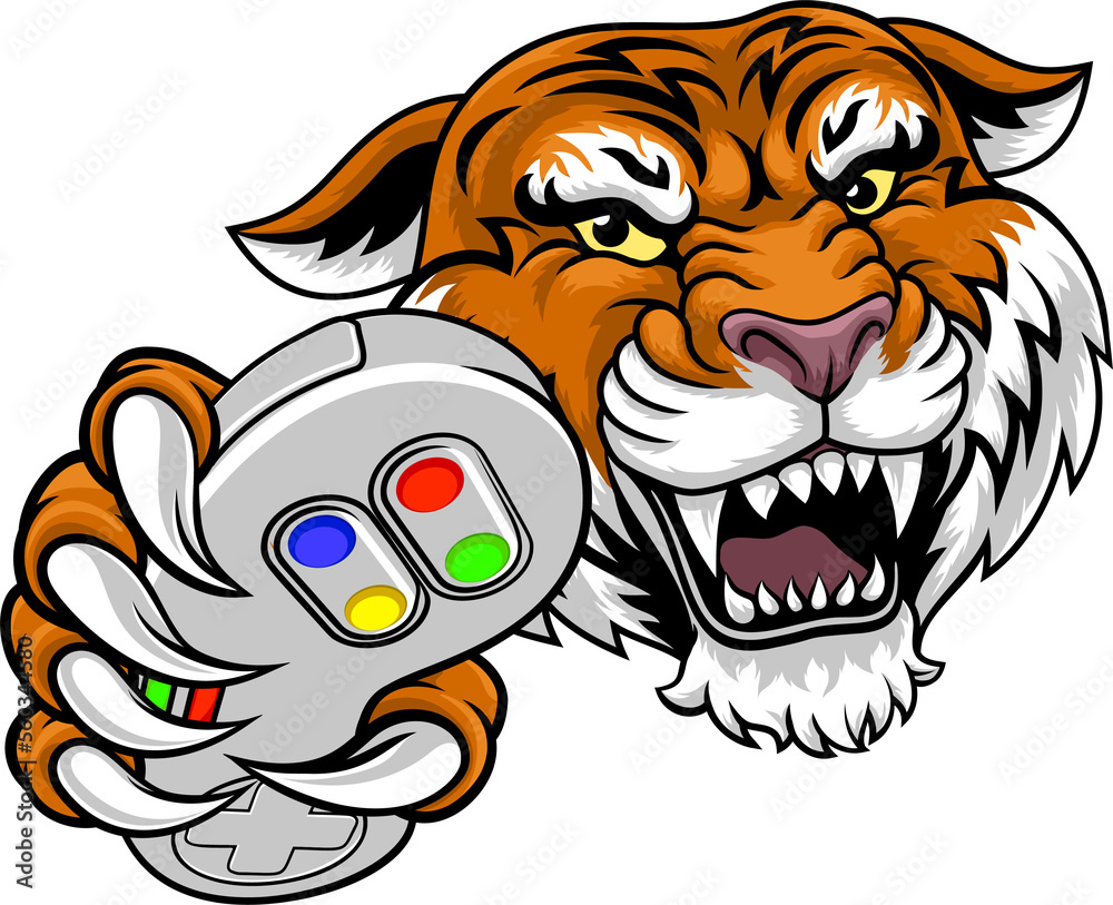 Tiger Gamer Video Game Animal Sports Team Mascot Stock Illustration ...
