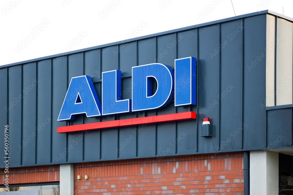 Poznan, Poland, January 2023: ALDI supermarket logo sign. Stock Photo ...