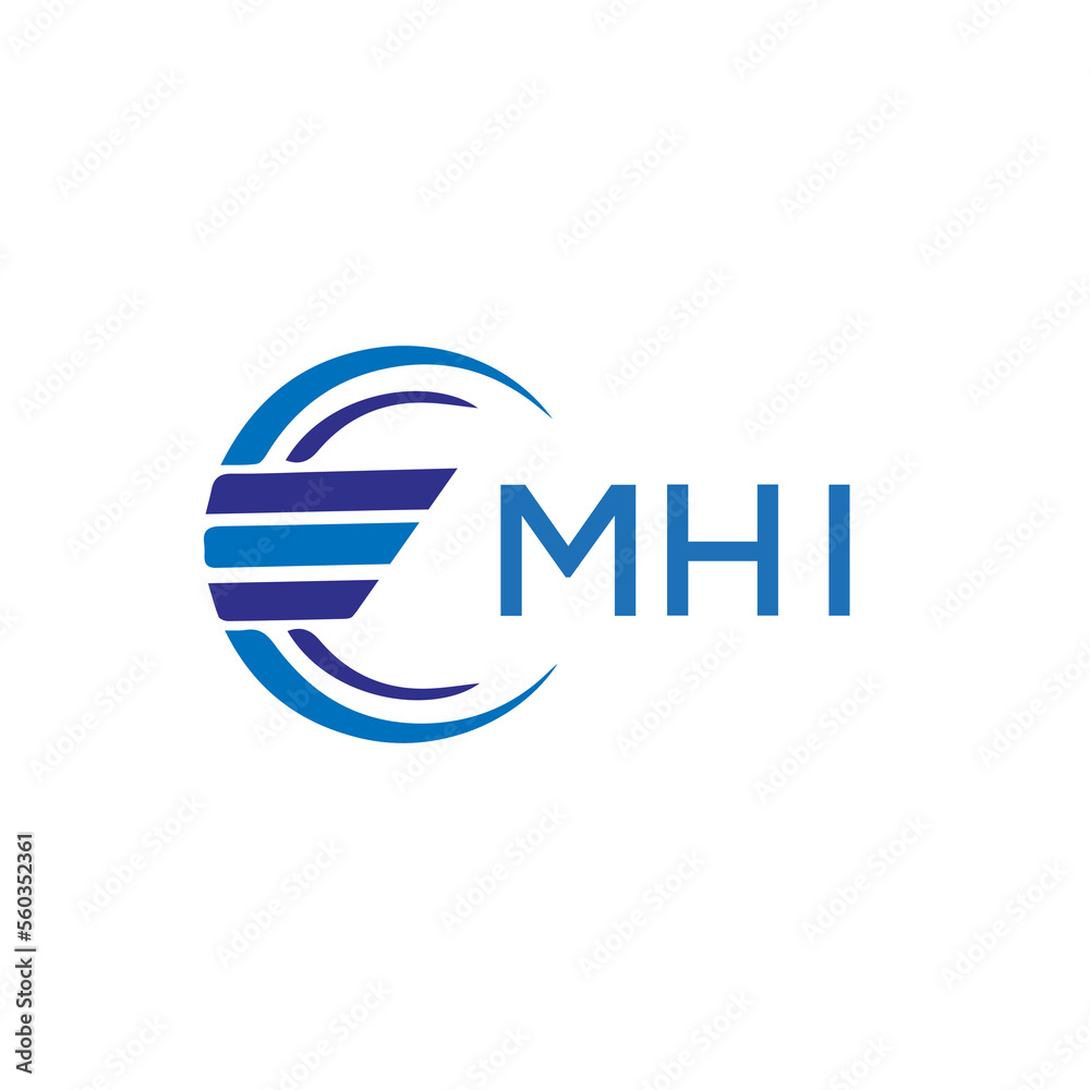 MHI letter logo. MHI blue image on white background. MHI vector logo ...