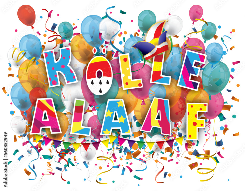 Kölle Alaaf Cover mit Luftballons und Konfetti Stock Vector | Adobe Stock