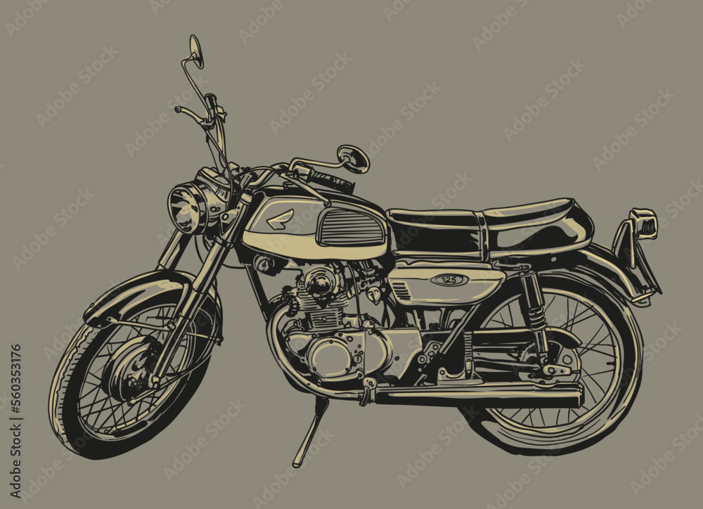 hand drawn classic motorcycle vector illustration Stock Vector | Adobe ...