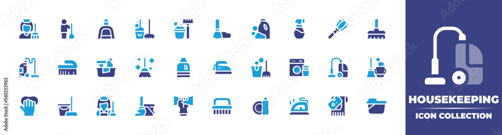 Housekeeping icon collection. Duotone color. Vector illustration ...