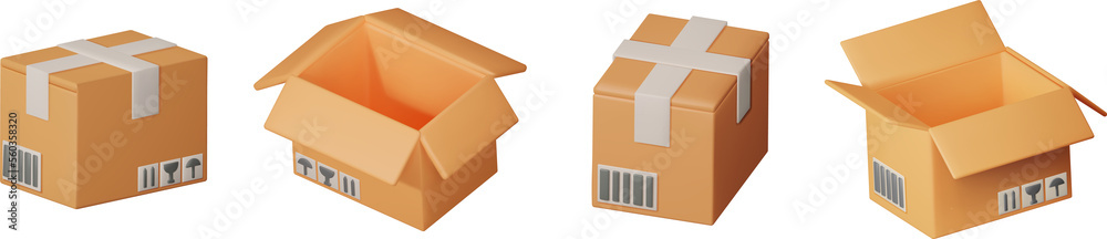 3D Carton Packaging Box Set Stock Illustration | Adobe Stock