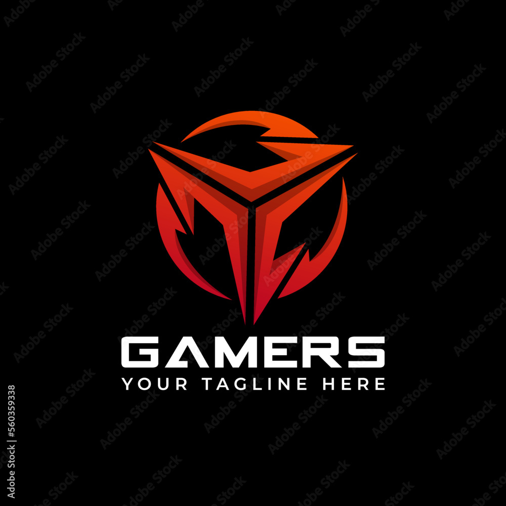 Abstract Triangle Circle Gaming, Gamer Red Symbol Logo Stock Vector ...