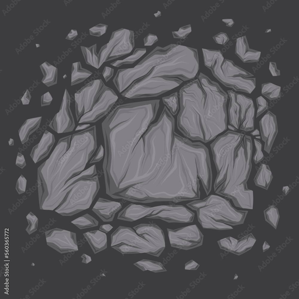 Vector illustration of broken stones. Cartoon clipart smashed rocks ...