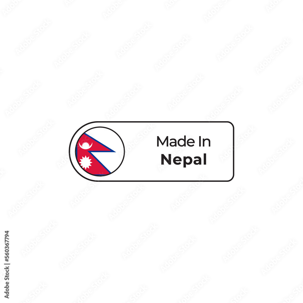 Made in Nepal png label design with flag and text Illustration Stock ...