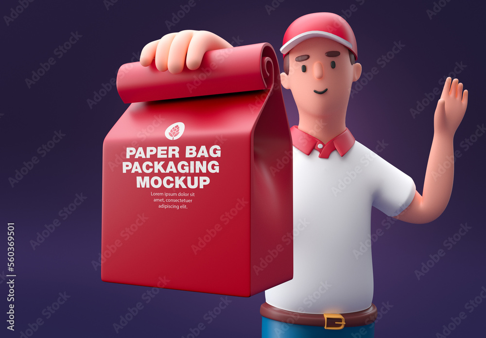 Man with Delivery Food Mockup Stock Template | Adobe Stock