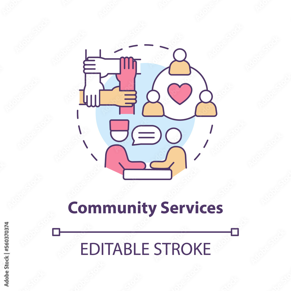 Community services concept icon. Chronic disease comprehensive care ...