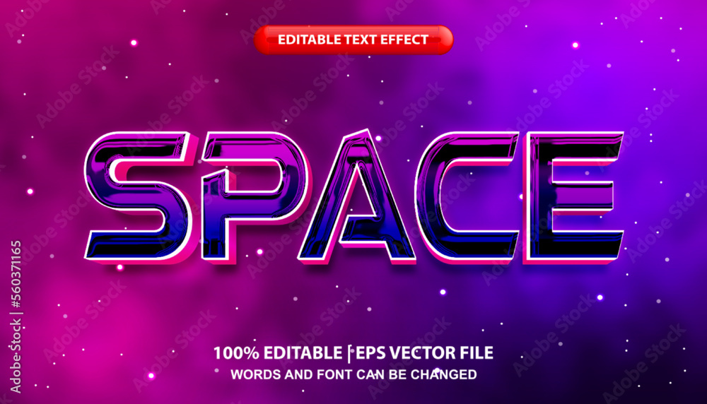 Editable text effect template, space font style on starry space ...