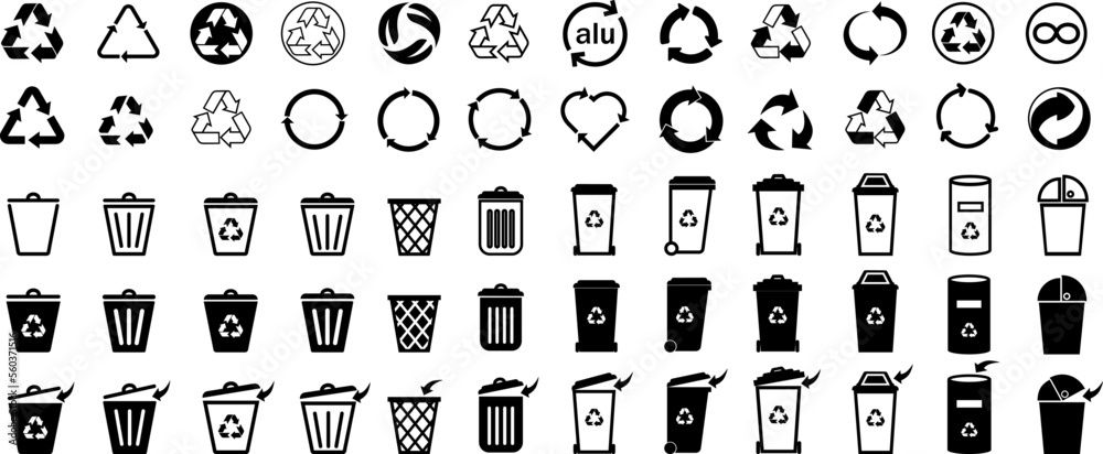 Trash can vector icon set.Bin and trash can png icons.Recycle bin ...