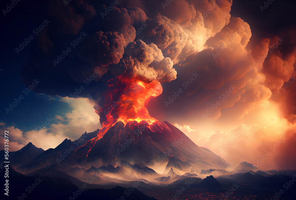 Volcanic eruption in Italy. Powerful explosion. Lava flows. Lots of ...