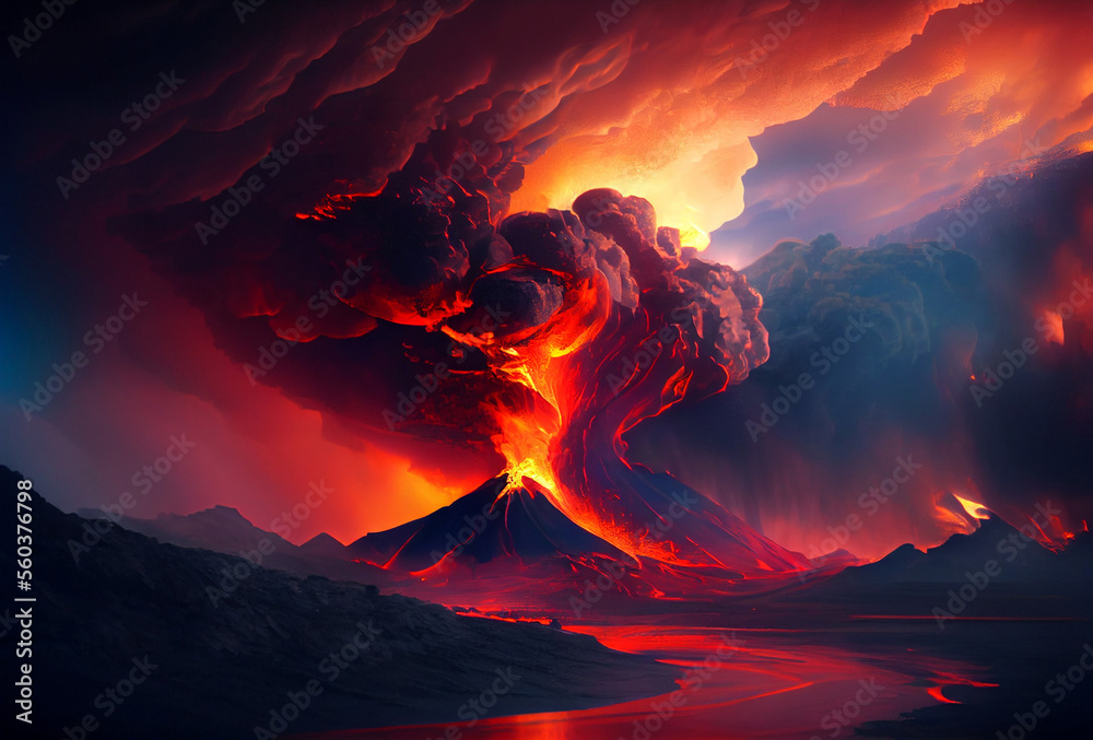 Volcanic eruption in Italy. Powerful explosion. Lava flows. Lots of ...