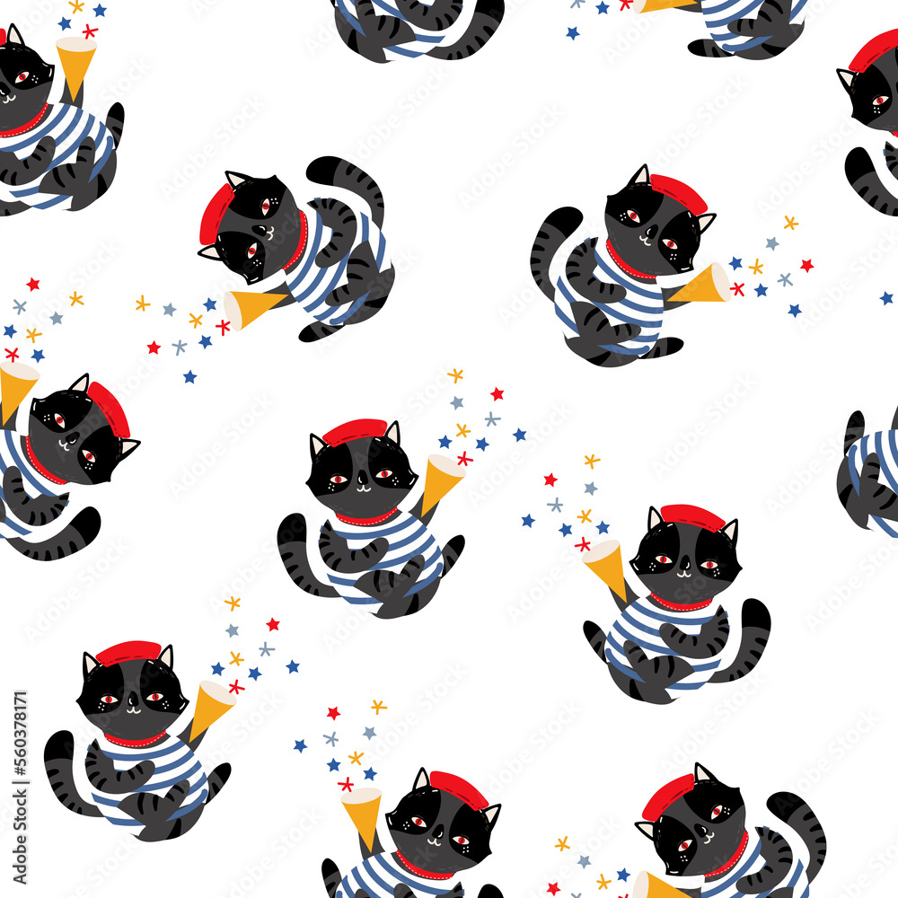 Cute Party Cat Birthday theme PNG Background Stock Illustration | Adobe ...