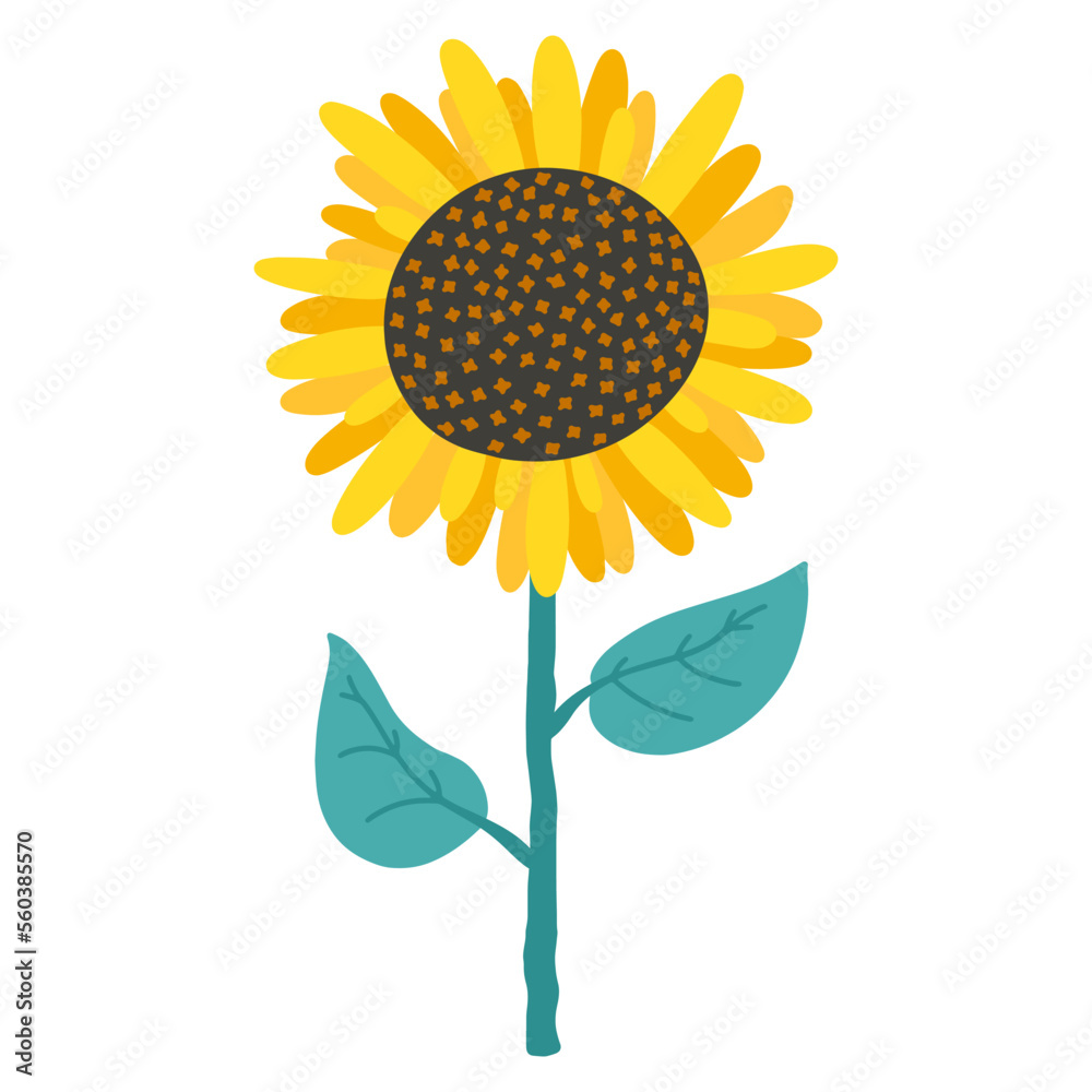 Sunflower. Vector illustration of a flower in a simple cartoon hand ...