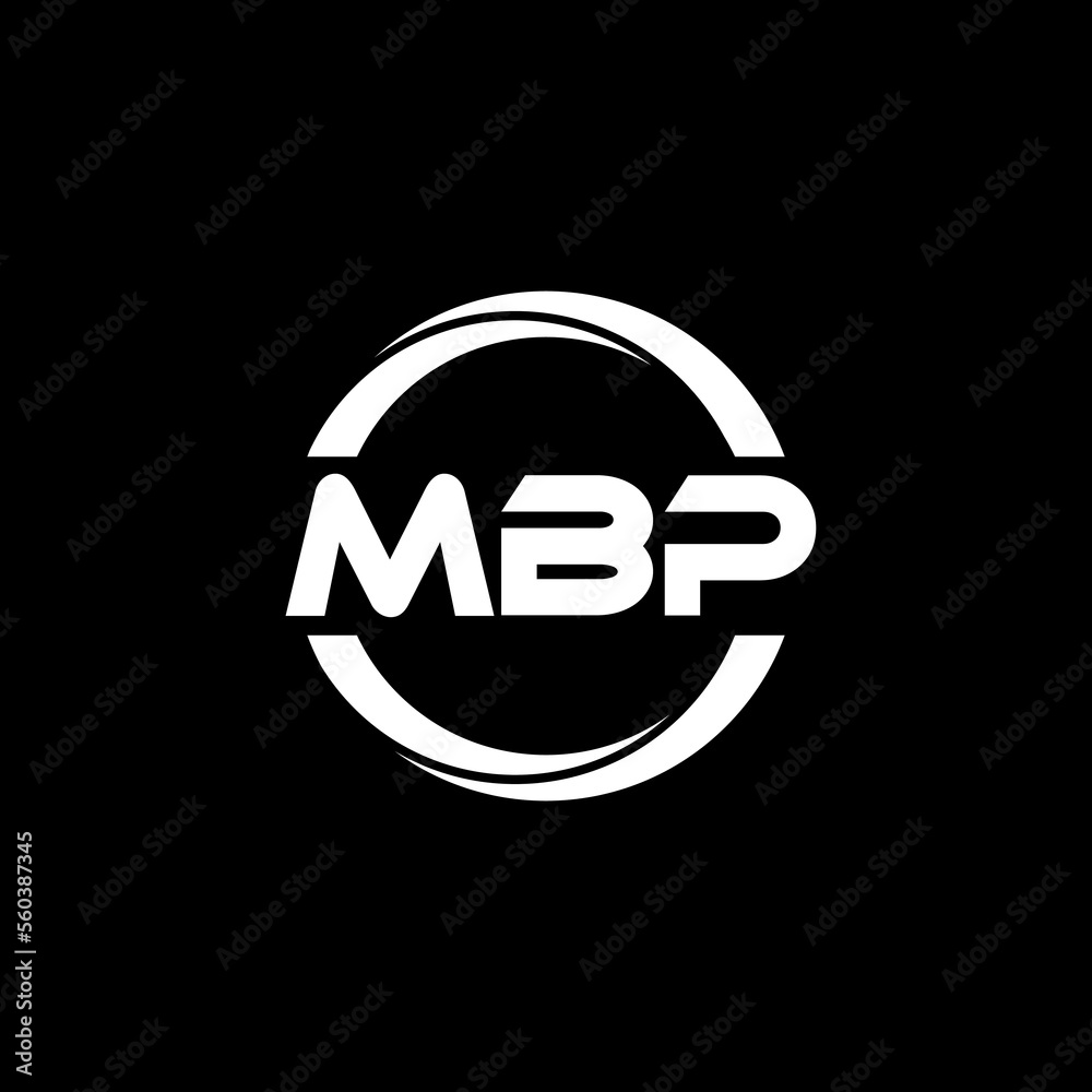 Vecteur Stock MBP letter logo design with black background in ...