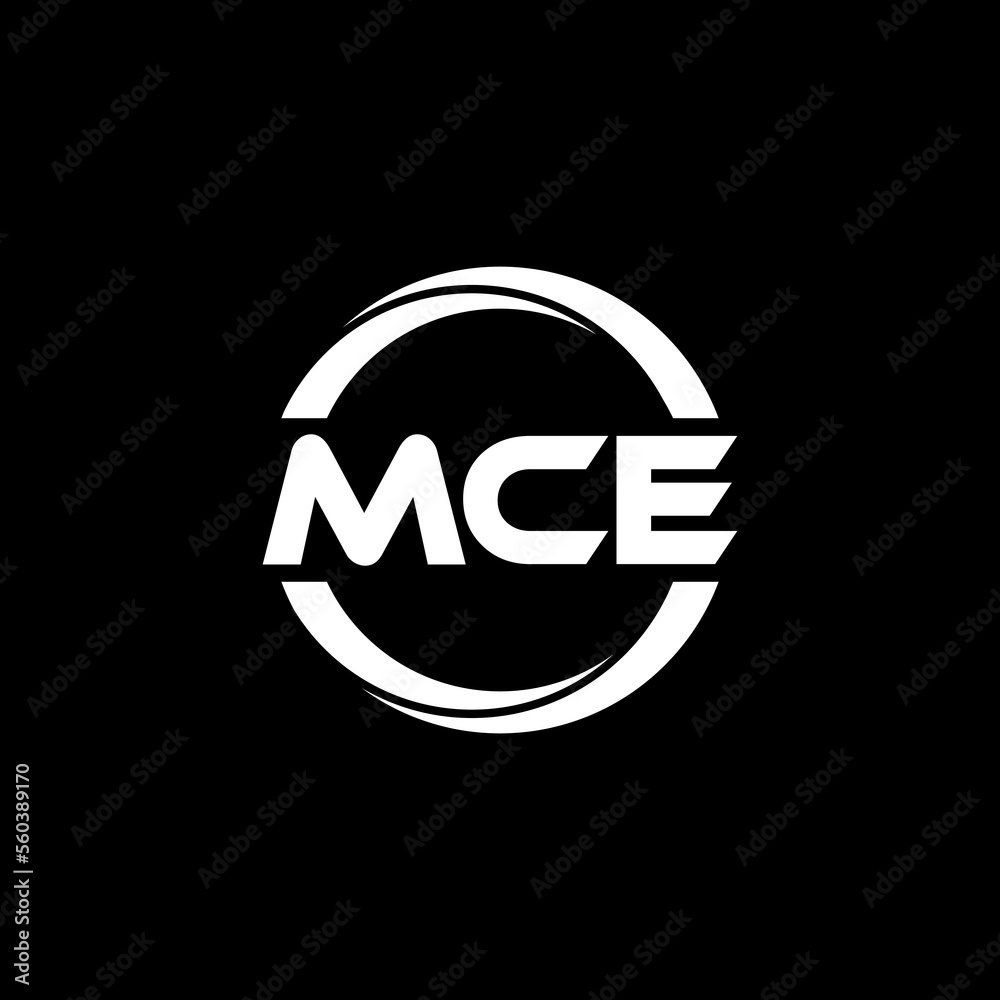 MCE letter logo design with black background in illustrator, cube logo ...