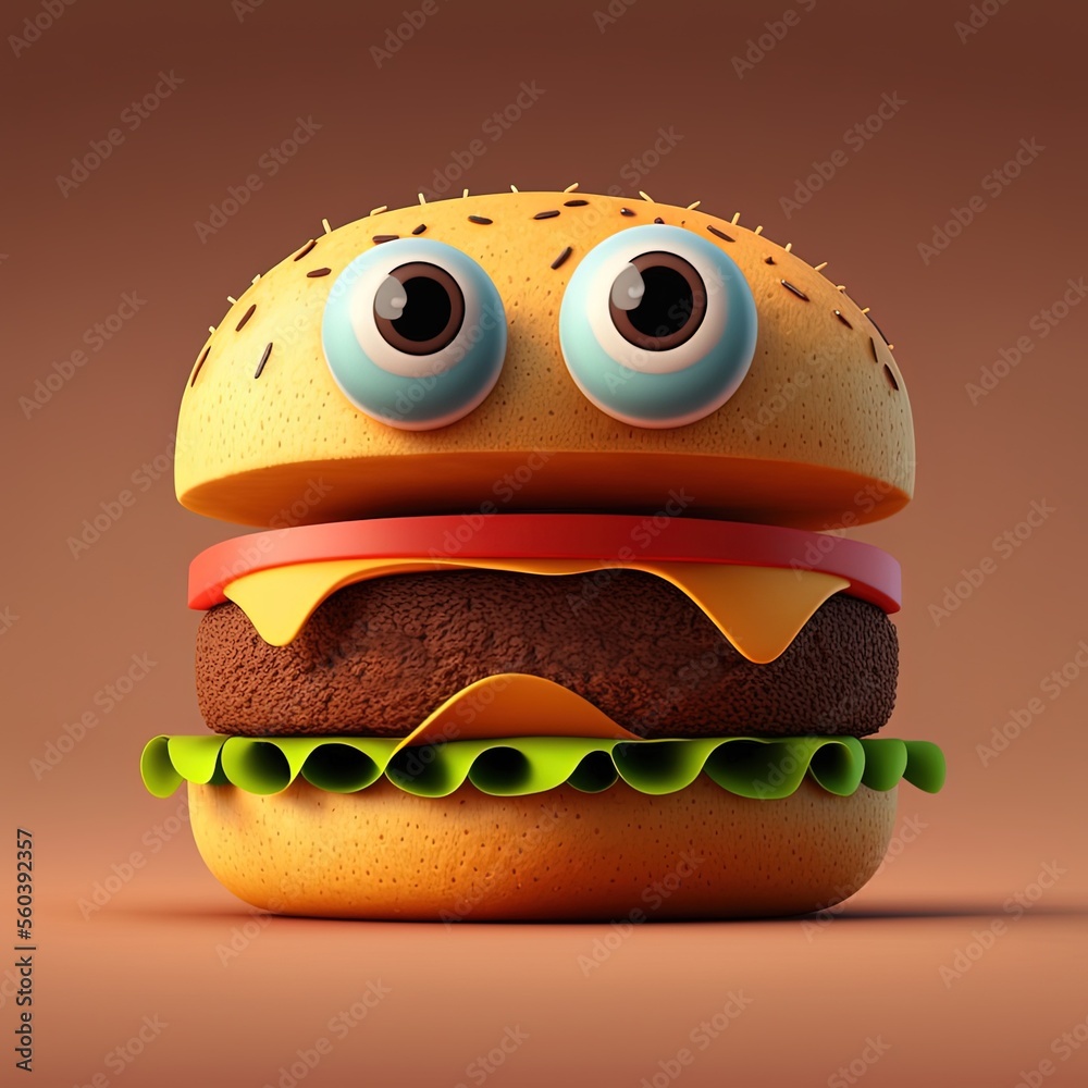 Cute Hamburger Character (Generative AI) Stock Illustration | Adobe Stock