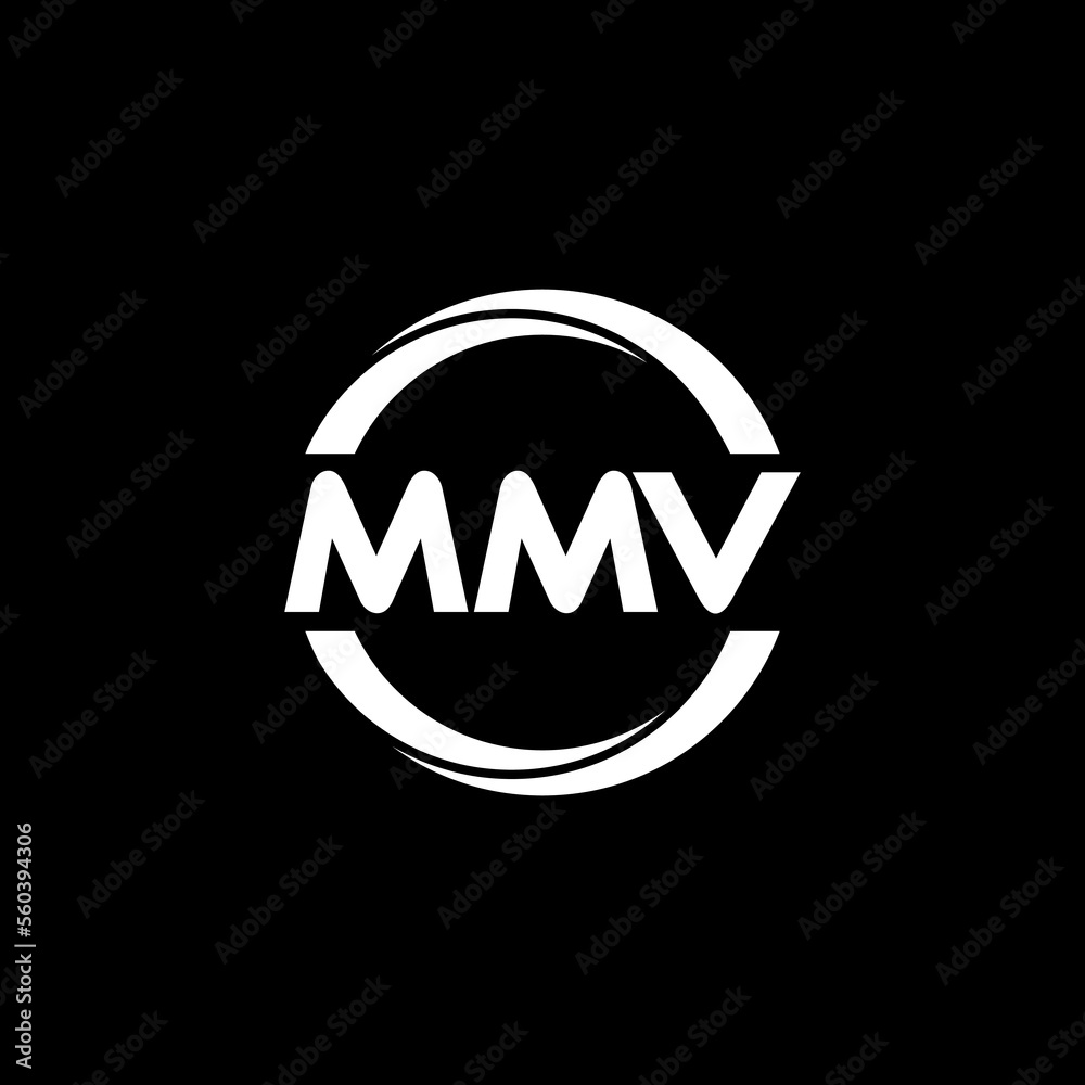 MMV letter logo design with black background in illustrator, cube logo ...