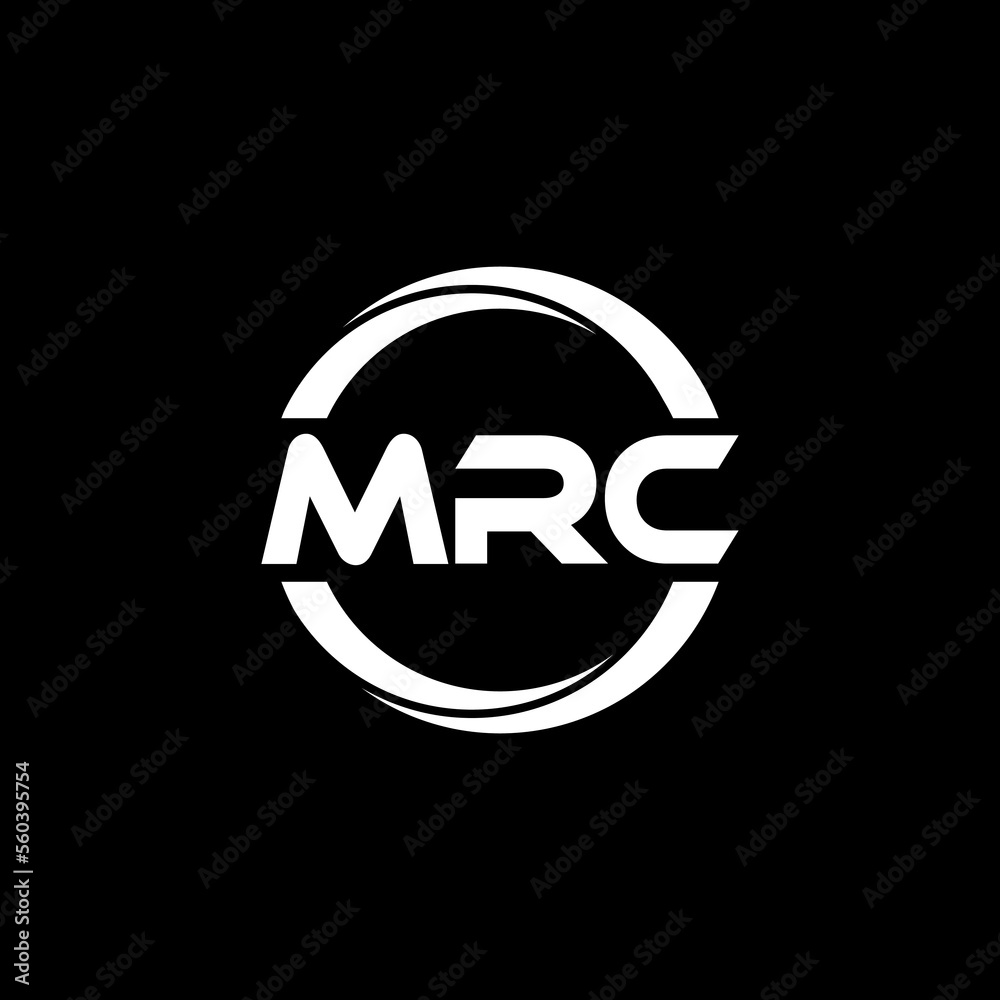 MRC letter logo design with black background in illustrator, cube logo ...