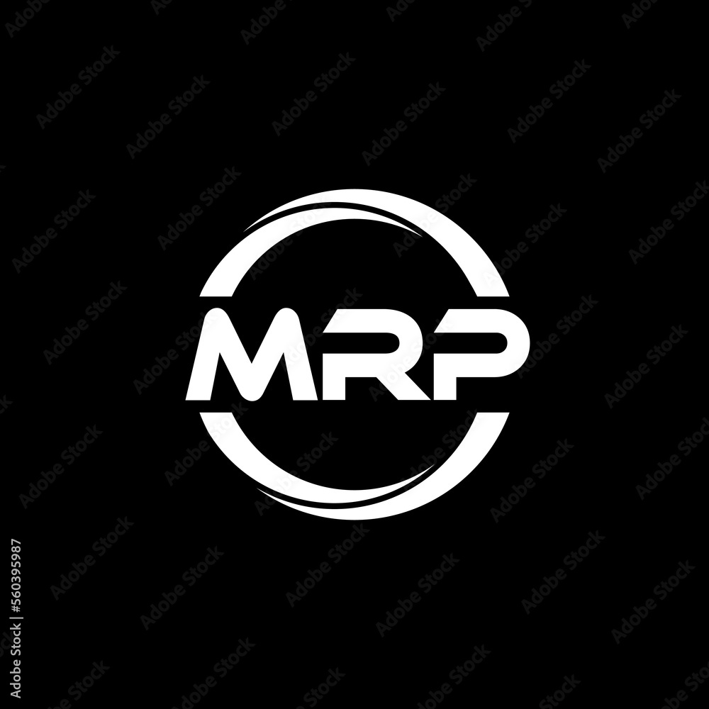 MRP letter logo design with black background in illustrator, cube logo ...