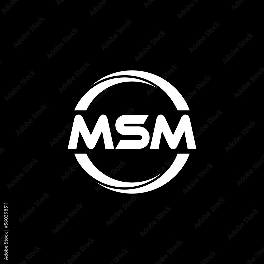 Vettoriale Stock MSM letter logo design with black background in ...