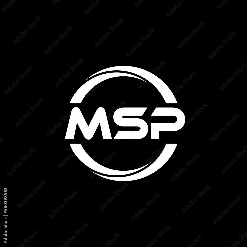 MSP letter logo design with black background in illustrator, cube logo ...