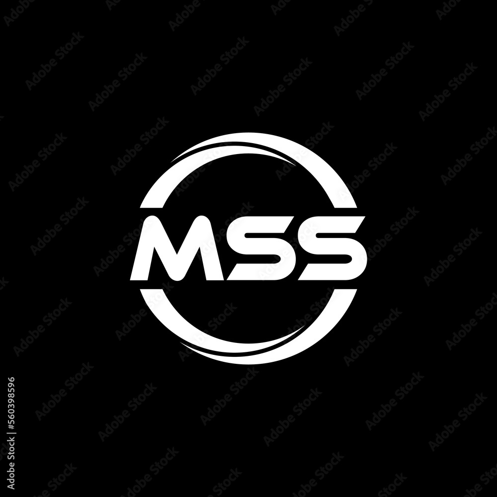 MSS letter logo design with black background in illustrator, cube logo ...