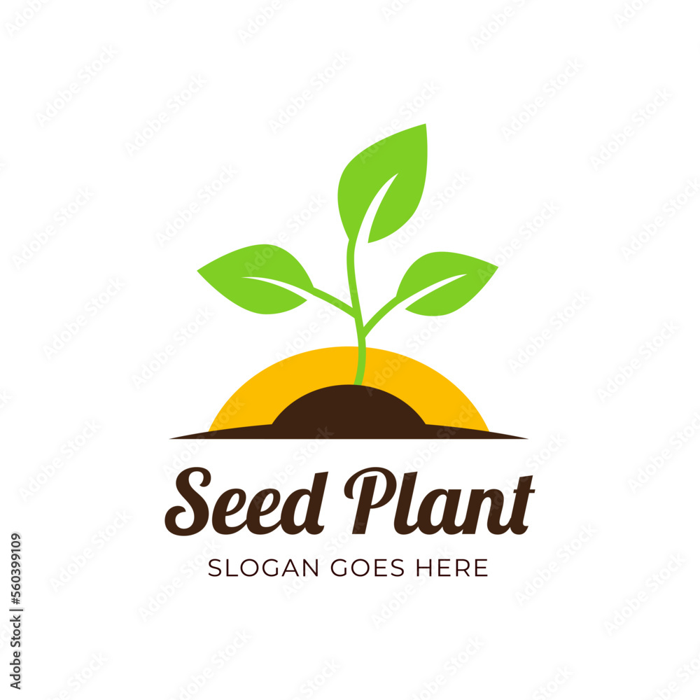 Plant Seeds Logo Concept Template Vector.growing seed logo.Seed grow ...