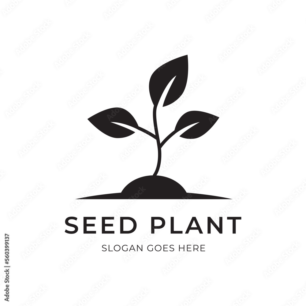 Plant Seeds Logo Concept Template Vector.growing seed logo.Seed grow ...