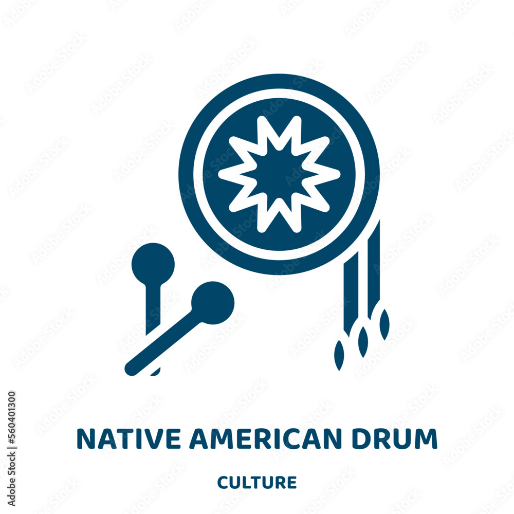 native american drum vector icon from culture collection. drum filled ...