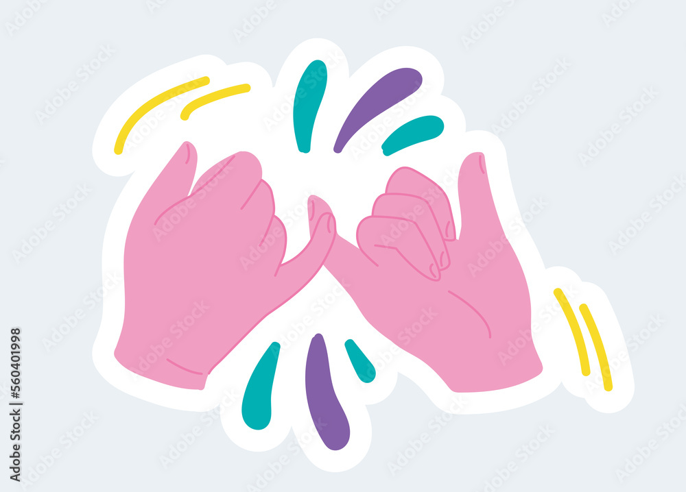 Human hands holding little fingers, pinky promise symbol. Vector ...